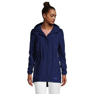 Lands End Wasserdichte Regenjacke mit Packfach, Damen, Größe:44-46 regular, Blau, Polyester, by Lands End
