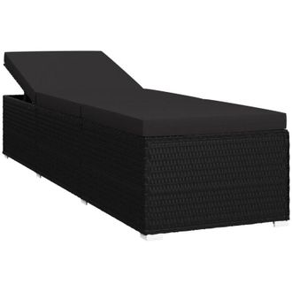 vidaXL Sonnenliege mit Auflage Poly Rattan Schwarz Vidaxl