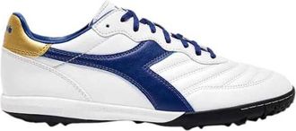Diadora Chaussures de Futsal Brasil 2 R Tfr pour Homme, Blanc Mazarine Bleu Or, 40.5 EU