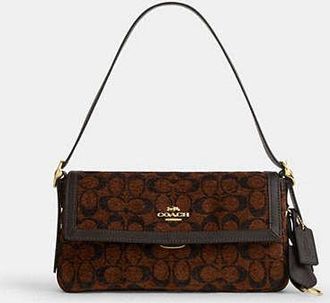 Coach Etta Kleine Schultertasche Aus Signature-Chenille Mit Umschlag