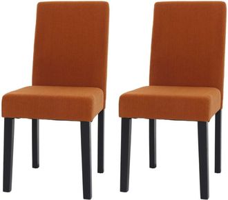 Mendler Lot de 2 chaises de salle &agrave; manger Littau, chaise de cuisine &agrave; dossier haut, tissu/textile Velours bois terracotta, pi