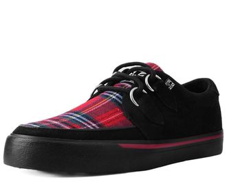 T.U.K. Vegan Creeper Sneaker - Herren & Damen Schuhe - Farbe Black Tartan Vegan Suede - Puck, Goth und Rocker Style Leder und Wildleder Schnürschuhe - Größe 