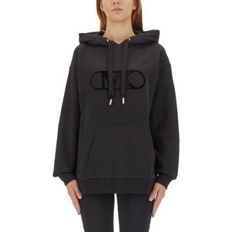 Michael Kors Gem&uuml;tlicher Logo Sweatshirt Oversized Fit Damen - - Sweatshirts & Hoodies - Damen - Schwarzk - L