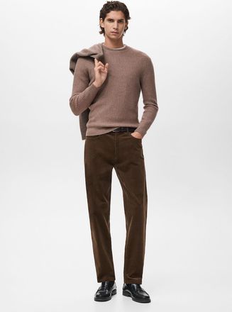 Mango Pull-over maille côtelée marron moyen - Homme - XXL - MANGO MAN