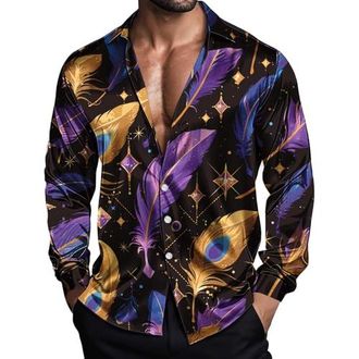 Generic Costume de carnaval pour homme - Chemise &agrave; manches longues - Chemise de loisirs - Chemise &agrave; manches longues respirante - Chemise de plage &agrave; revers - C