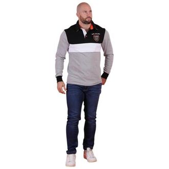 Ruckfield Polo en coton gris tricolore avec une coupe droite et un col à revers - Taille 4x_l