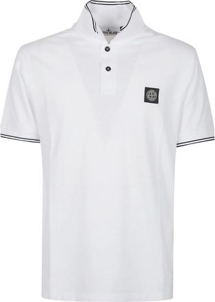 Stone Island Homme, Tops, Blanc, Taille: XL Polo Slim Fit &agrave; Manches Courtes