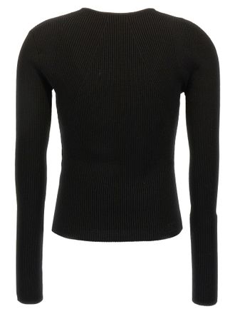 Alexander McQueen Shoulder Cut-Out Ribbed Wool Sweater - Black