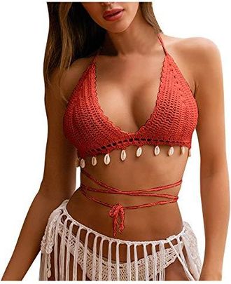 Generic Maillot de Bain Femme Bikini Sexy Ensemble Bikini Tiss&eacute; &agrave; la Main Sexy, Design Mode avec D&eacute;tail D&eacute;coup&eacute; pour Femme