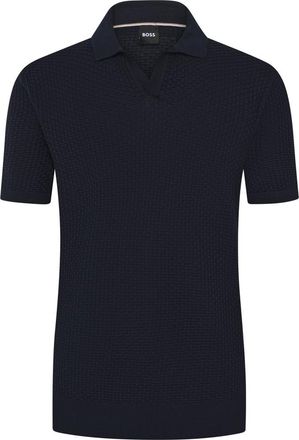 HUGO BOSS Kurzarm-Strickhemd aus Baumwolle in