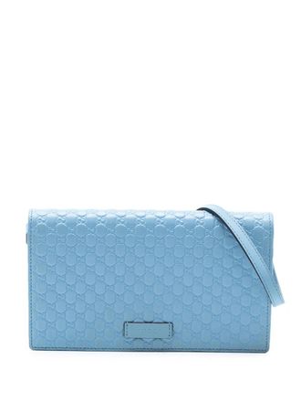 Gucci 2000-2015 Microguccissima Portemonnaie mit Riemen - Blau