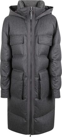 Brunello Cucinelli Woll-Daunenmantel - - Coats - Damen - Grau - S