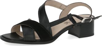 Caprice Damen Sandalen mit Absatz aus Leder mit Fußbett, Schwarz (Black Comb), 38 EU