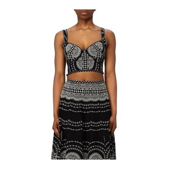 Charo Ruiz Ibiza Elegantes besticktes Top-Set - - Tops - Damen - Schwarzk - M
