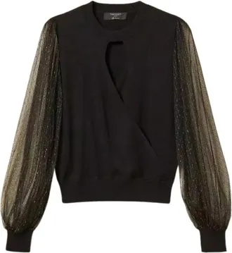 Twinset Rundhals-Strickoberteil - - Knitwear - Damen - Schwarzk - S