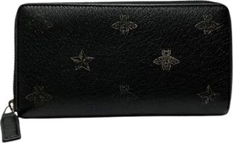 Gucci Portefeuille long zipp&eacute; en cuir pr&eacute;-aim&eacute; Bee Star - Femme - Pre-owned - Noir - Taille: ONE Size