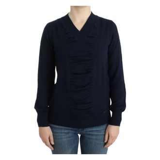 Costume National Eleganter V-Ausschnitt Pullover in Dunkelblau - - Knitwear - Damen - Blau - XS