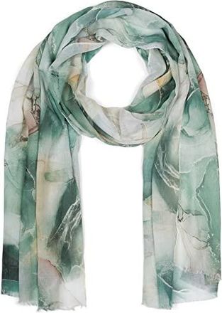 styleBREAKER Foulard pour femme avec motif marbré noble et franges courtes, foulard léger dans des couleurs pastel, étole 01016219, couleur:Vert