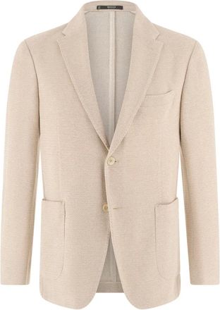 Boggi Milano Homme, Vestes, Beige, Taille: 5XL Blazer en jersey m&eacute;lang&eacute; coton &agrave; micro-texture