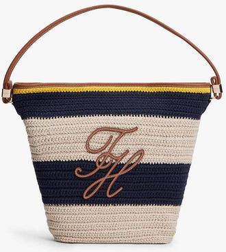 Tommy Hilfiger Gewebte Beuteltasche in Blau mit Logo-Applikation