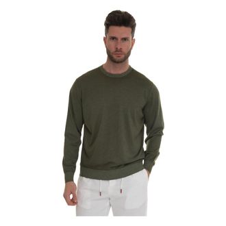 Kiton Kaschmir Seiden Pullover mit Wascheffekt - - Knitwear - Herren - Gr&uuml;n - L