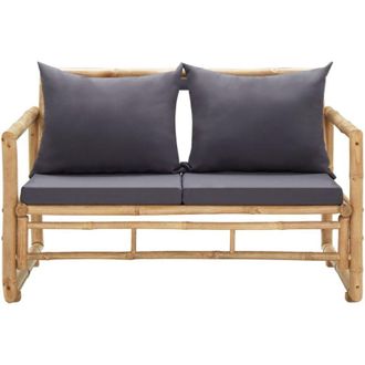 vidaXL Banc de jardin avec coussins 115 cm Bambou