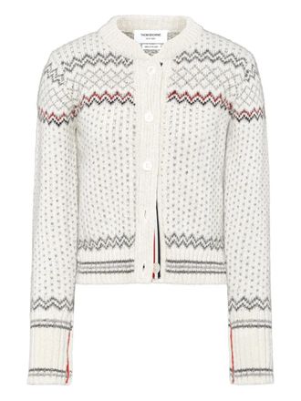 Thom Browne Fairisle Donegal Cropped-Cardigan - Weiß