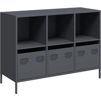 vidaXL Sideboard Anthrazit 101,5x39x73,5 cm Kaltgewalzter Stahl - Vidaxl