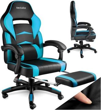 TecTake TecTake Chaise Gaming Chaise de Bureau Fauteuil de Bureau Fauteuil pivotant Design avec Coussin Lombaire, Chaise Ergonomique, Fauteuil avec Accoudoirs