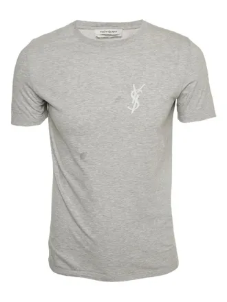 Saint Laurent t-shirt à logo appliqué - Gris