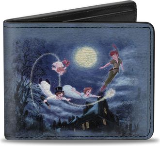 Buckle Down Herren Peter Pan Flying Scene + Take Me to Neverland Reisezubehr-Bi-Fold-Brieftasche, Mehrfarbig, Standard größe