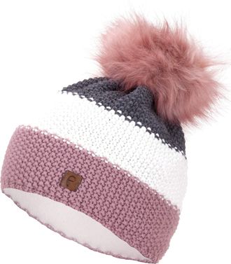 Faera Winterm&uuml;tze Damen M&uuml;tze warm gef&uuml;ttert M&auml;dchen Bommelm&uuml;tze Fleecefutter Winter Strickm&uuml;tze Beanie Herren 35, Farbe:Rose