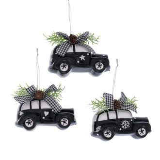 Boltze Picara Weihnachtsh&auml;nger Auto schwarz/Glitzer 8cm (1 St&uuml;ck)