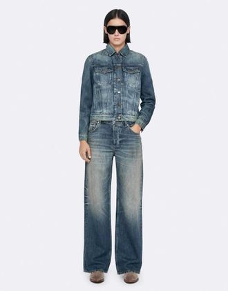 AllSaints Regular Trucker in heller Indigo-Waschung-Blau