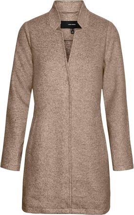 Vero Moda Damen Kurzmantel VMBrushedkatrine lange Damenjacke mit Stehkragen 10231027 Silver Mink Melange S