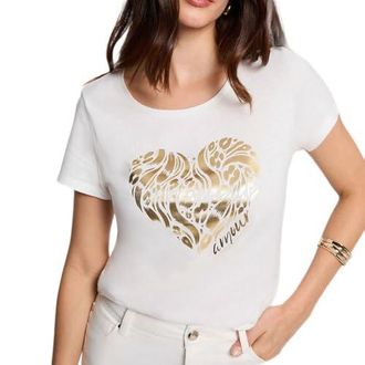 Morgan T-Shirt Blanc/Dor&eacute; Femme Serigraphie1