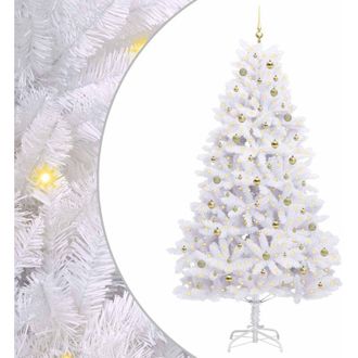vidaXL K&uuml;nstlicher klappbarer Weihnachtsbaum Wei&szlig; 240 cm PVC und Stahl vidaXL