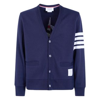 Thom Browne Loopback 4-Bar Stickerei-Strickjacke mit Boot - - Knitwear - Herren - Blau - L