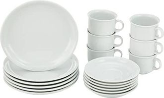 Thomas Trend Kaffeeservice - 18 teilig f&uuml;r 6 Personen, Kaffeeset aus Porzellan, Kaffeetassen Set mit Untertasse, Wei&szlig;