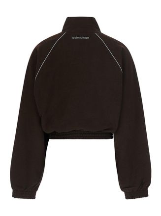 Balenciaga Womens Cropped Sweatshirt Brown Cotton Sweatshirts Sweater