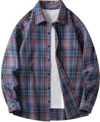 Generic Chemise &agrave; Carreaux pour Homme Manches Longues Chemises d&eacute;contract&eacute;es en avec Poches Boutonn&eacute;e Coupe r&eacute;guli&egrave;re Chemise Hommes
