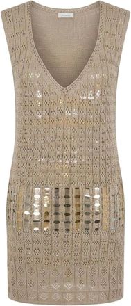 Malo Robe courte en maille ajour&eacute;e - Femme - Robes - Beige - Taille: 38 FR