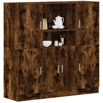 vidaXL 3-tlg. Küchenschrank-Set Räuchereiche Holzwerkstoff Vidaxl