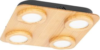Lindby Lindby - led Plafonnier &agrave; intensit&eacute; variable Joren en bois pour salon & salle &agrave; manger