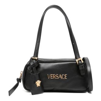 Versace Femme, Sacs, Noir, Taille: ONE Size Sac &agrave; main en peau dagneau noire avec d&eacute;tails Medusa