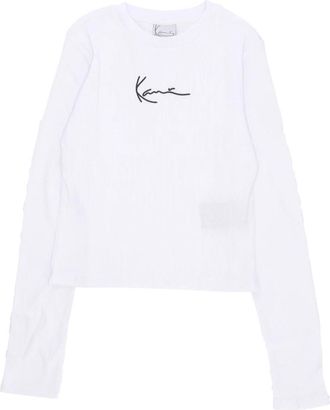 Karl Kani Small Signature Short L/s Rib - - Tops - Damen - Wei&szlig; - S