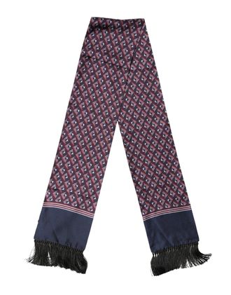 Dolce & Gabbana Mens Multicolor Geometric Pattern Silk Fringe 142cm X 15cm Scarf