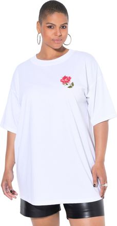 STUDIO UNTOLD Damen große Größen Übergrößen Plus Size T-Shirt, Oversized, Rosenmotiv, Halbarm schneeweiß 46+ 843560200-46+