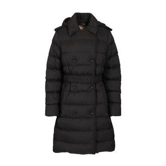 Burberry Mittellange Nylon-Kapuzenjacke - - Coats - Damen - Schwarzk - XS