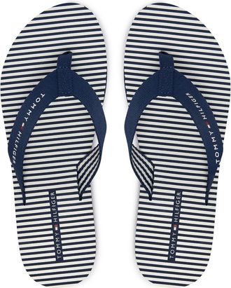 Tommy Hilfiger Zehentrenner Tommy Hilfiger Th Ithaca Stripe Summer Sandal FW0FW09192 Dunkelblau